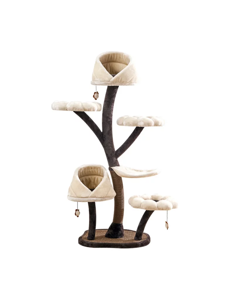Large Flower Carpeted Cat Tree - Luxury Cat Furniture - Purrfectum